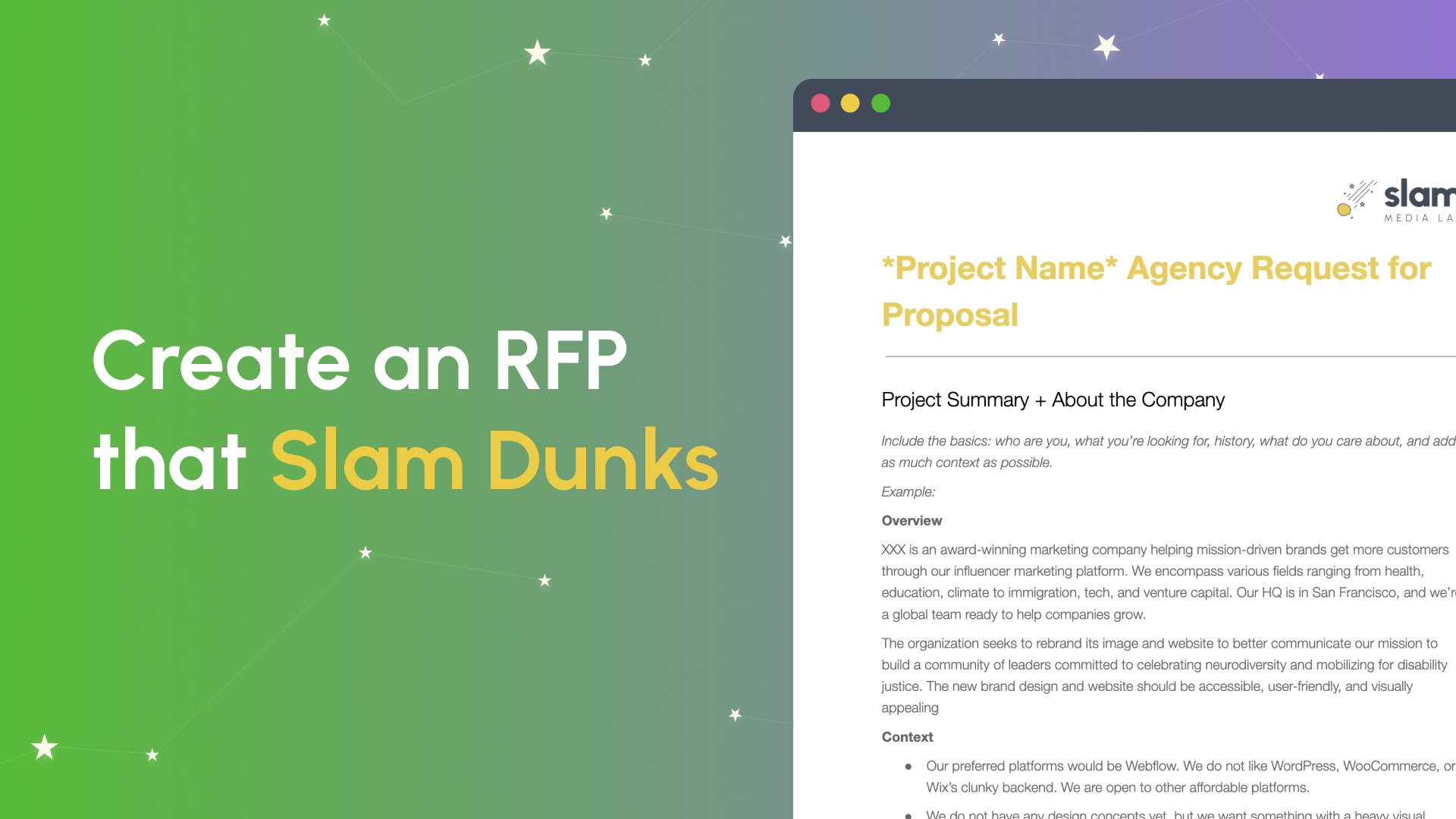 Agency RFP [Examples + Mistakes + Free Template] | Slam Media Lab